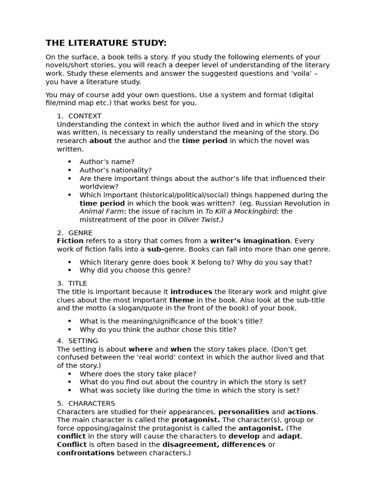 Comprehensive Guide to Literary Analysis | PDF | Narration | Plot ...