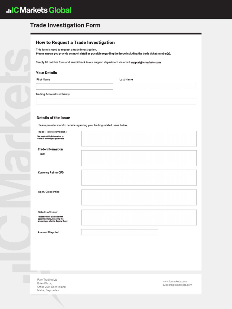 Trade Investigation Request Form | PDF