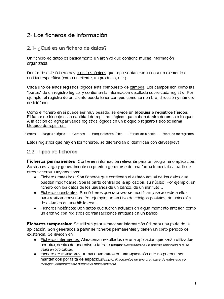 Resumen Base de Datos Tema 1 | PDF | Bases de datos | Archivo de computadora