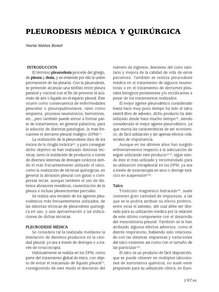 Pleurodesis Médica y Quirúrgica | PDF | Medicina CLINICA ...