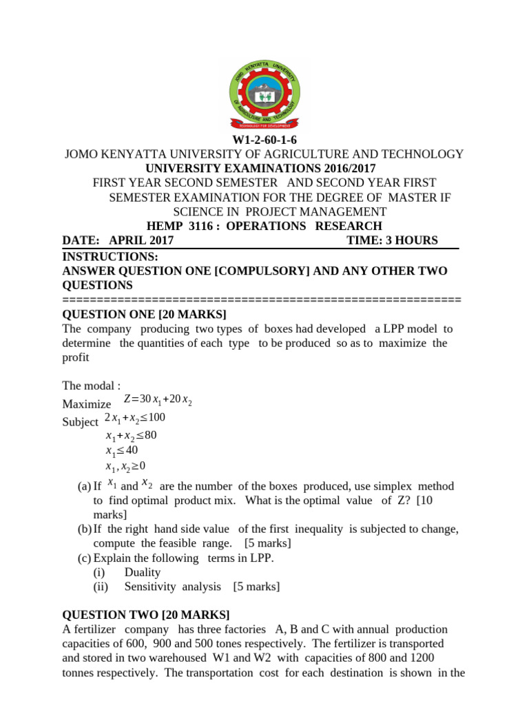 Operations Research Exam Questions | PDF | Theoretical Computer Science | Algorithms