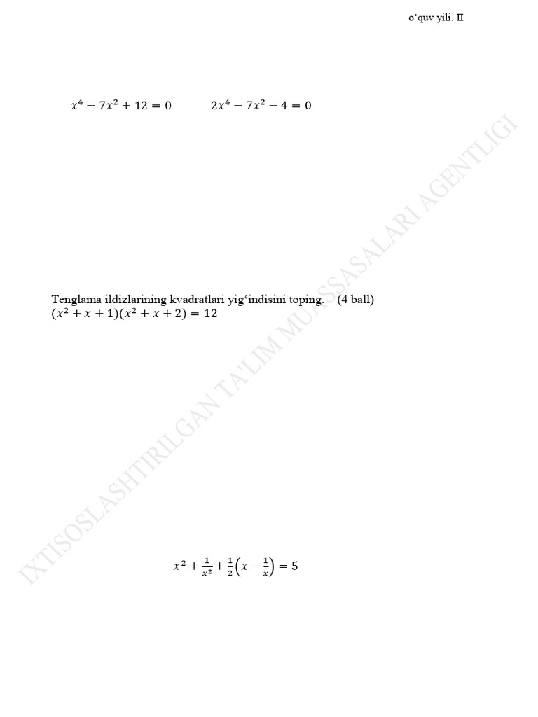 8-Sinf Algebra Ixtisos 2-Variant 6 - BSB | PDF