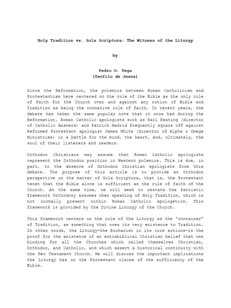 Orthodox View on Tradition vs. Scripture | PDF | Last Supper | Eucharist