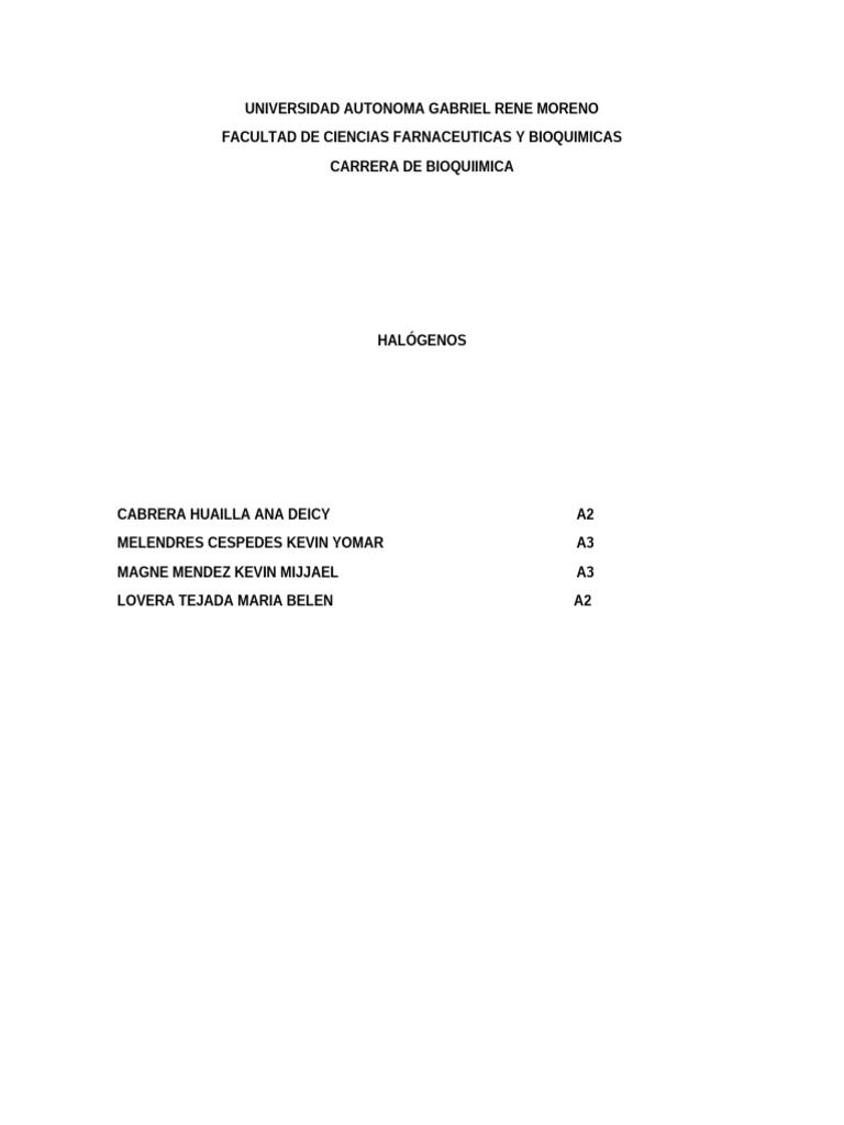 HALOGENOS Editar 4 | PDF | Cloro | Ácido