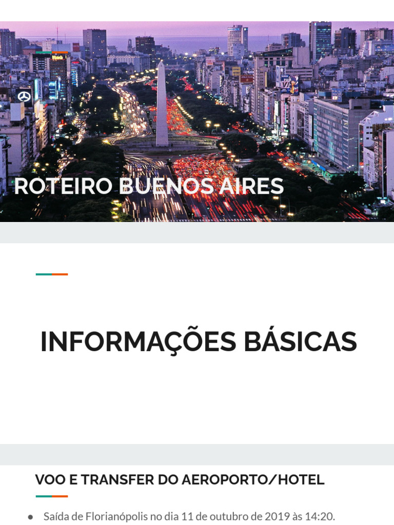 Roteiro Turistico Buenos Aires | PDF | Buenos Aires
