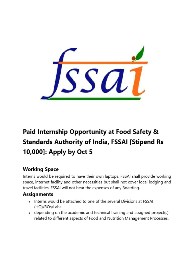 Fssai Internship 1727845421 | PDF | Career & Growth