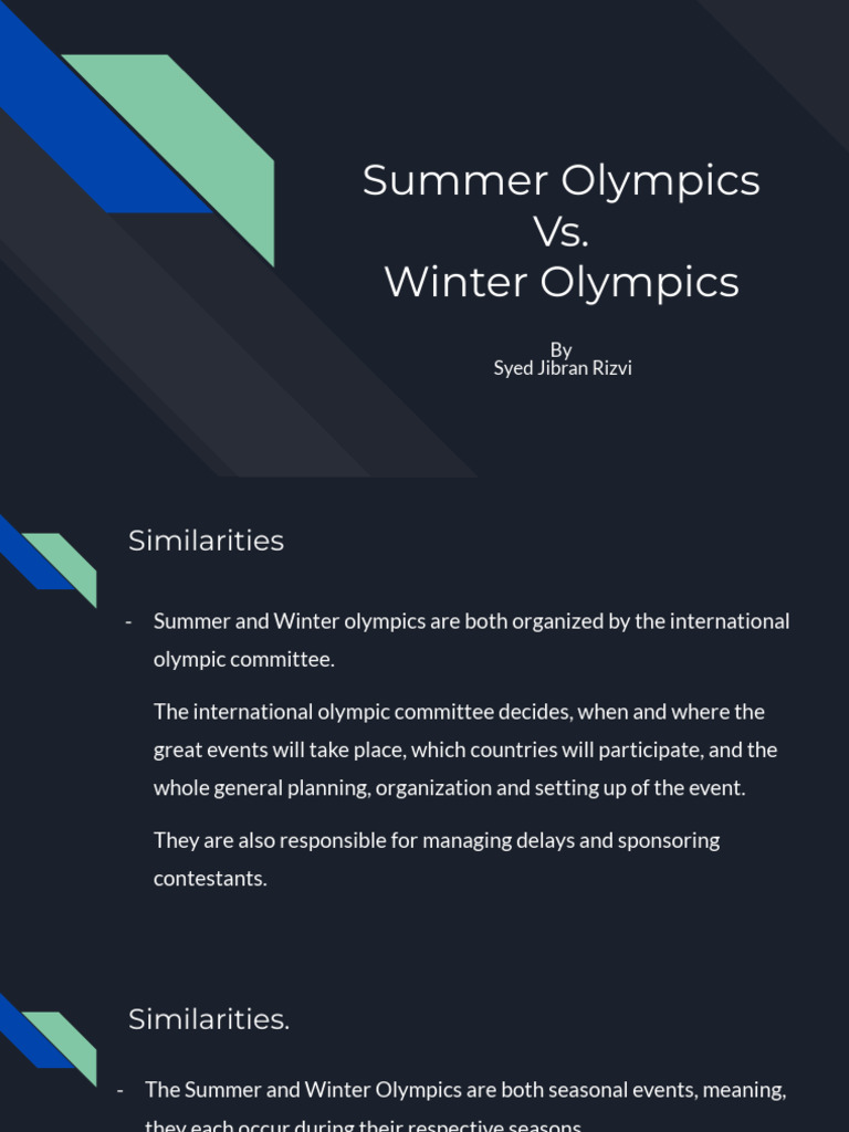 Summer Olympics vs. Winter Olympics | PDF