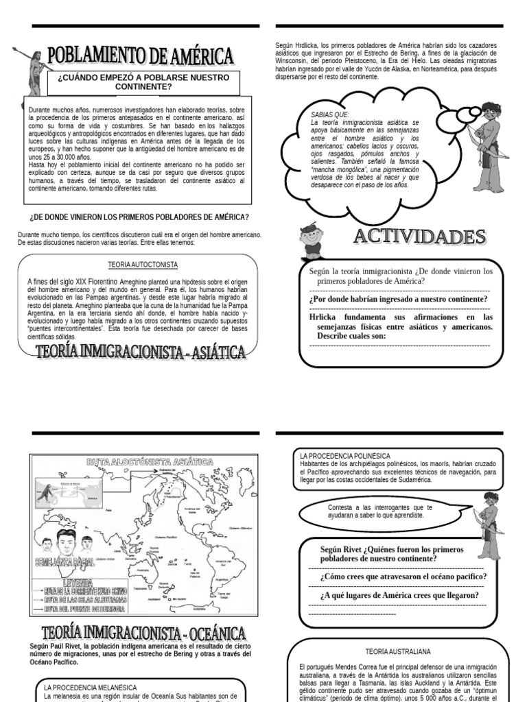 Poblamiento de America 4to Grado | PDF | Ciencias sociales