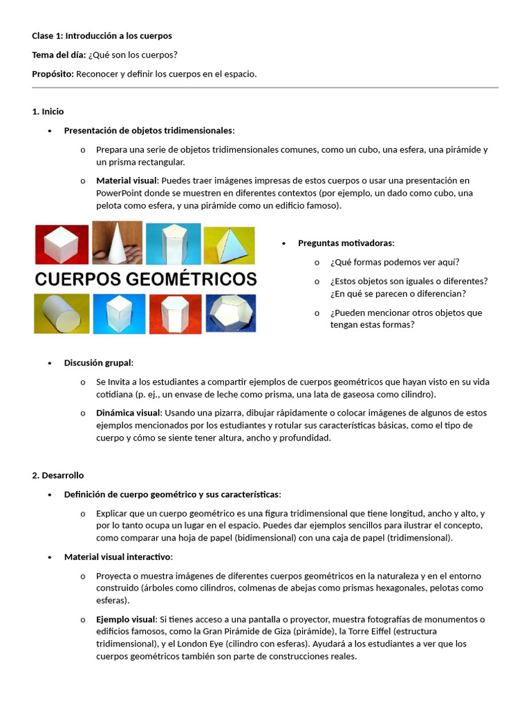 Introducción a los Cuerpos Geométricos | PDF | Geometría | Evaluación