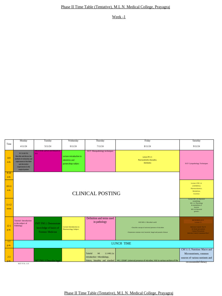 2nd Year Schedule Till January | PDF | Infection | Pathology