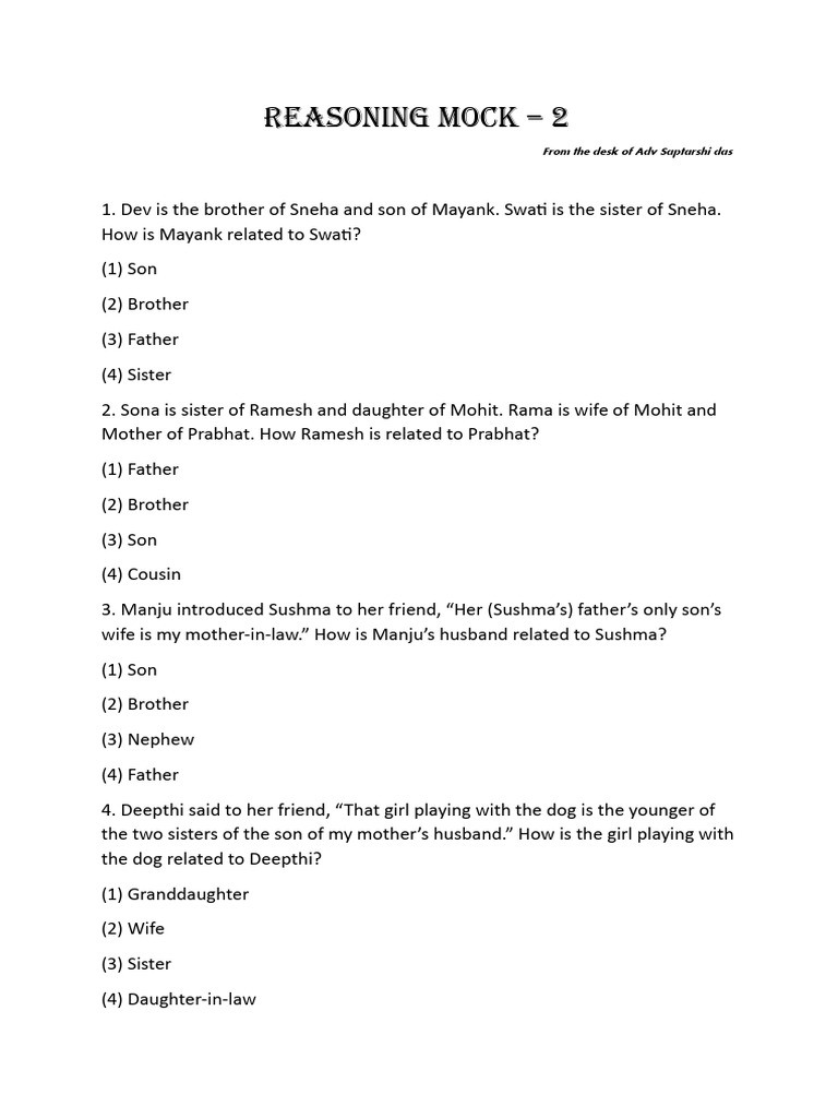 Logical Reasoning Practice Test | PDF