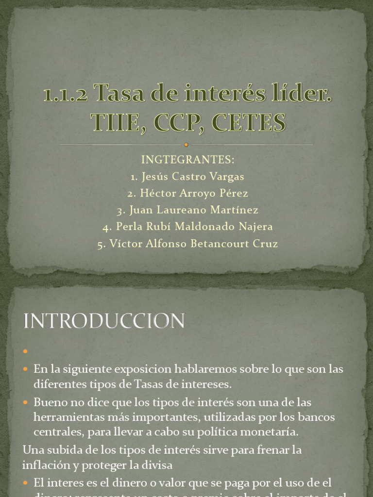 1.1.2 Tasa de Interes Lider, Tiie, CCP, Cetes | PDF | Interés | Bancos