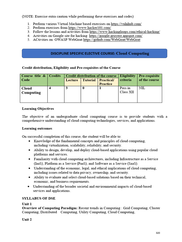 Cloud Computing Semester-VI CS Syllabus | PDF | Cloud Computing | Computing