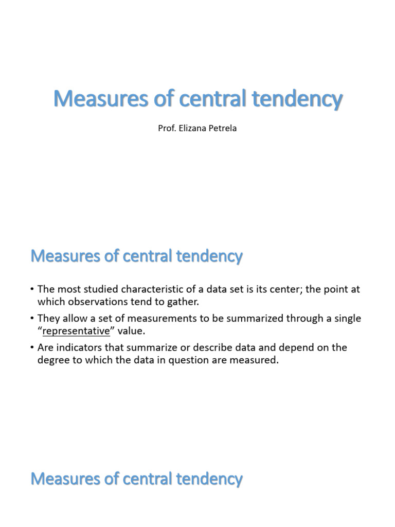4 - Measures of Central Tendency | PDF | Standard Deviation | Mode ...