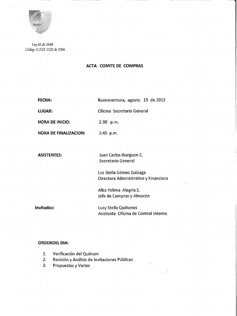 Acta Comite de Compra | PDF