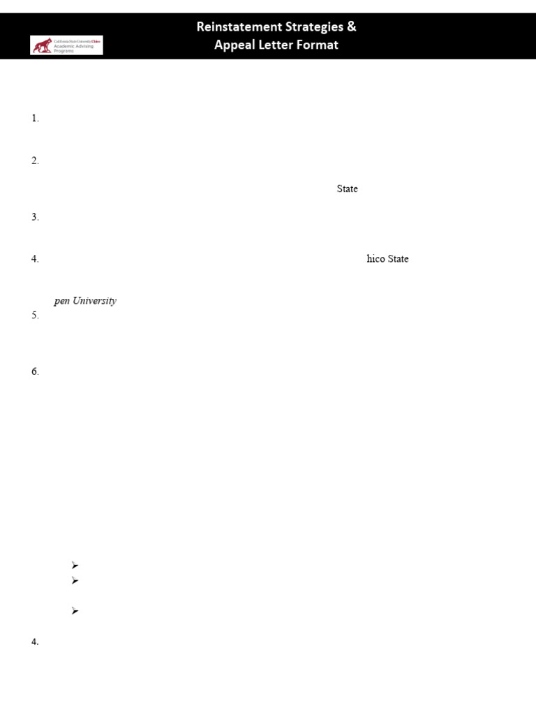 Reinstatement Strategies and Appeal Letter Format | PDF | Cognition