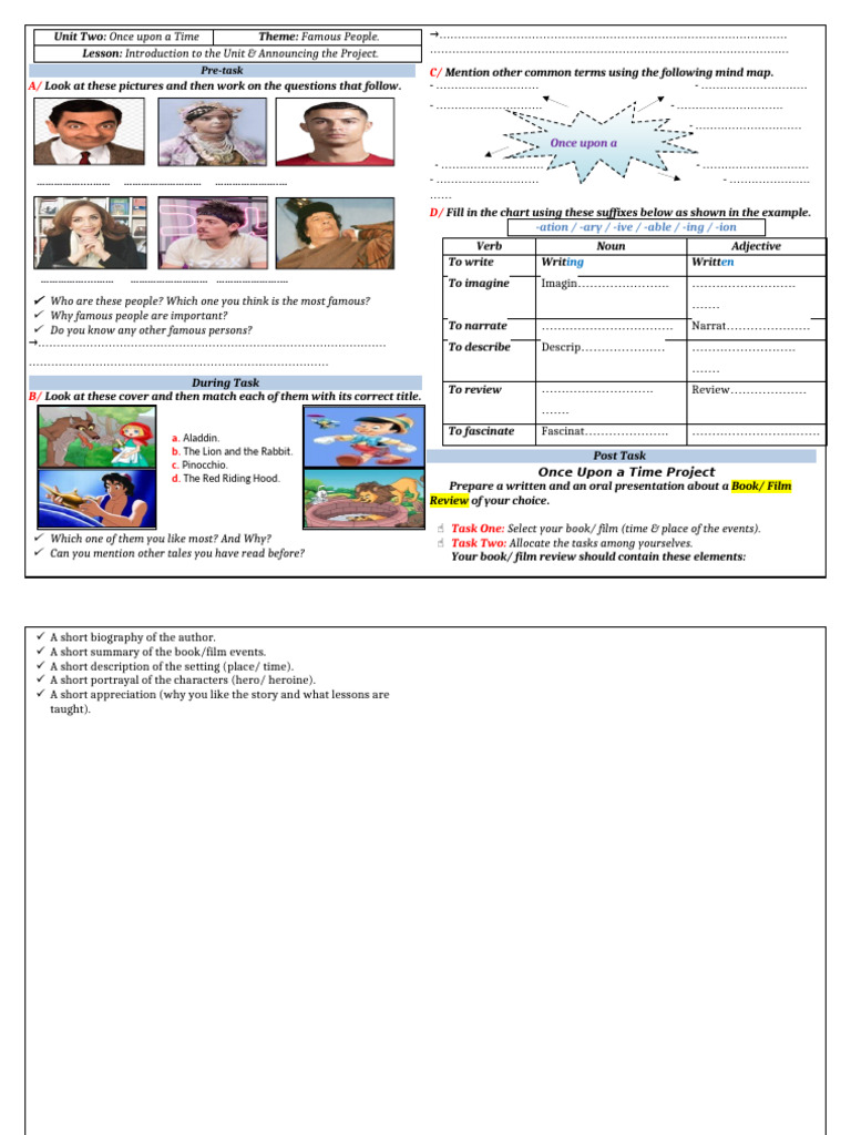 Once Intro Worksheet | PDF | Language Mechanics | Morphology