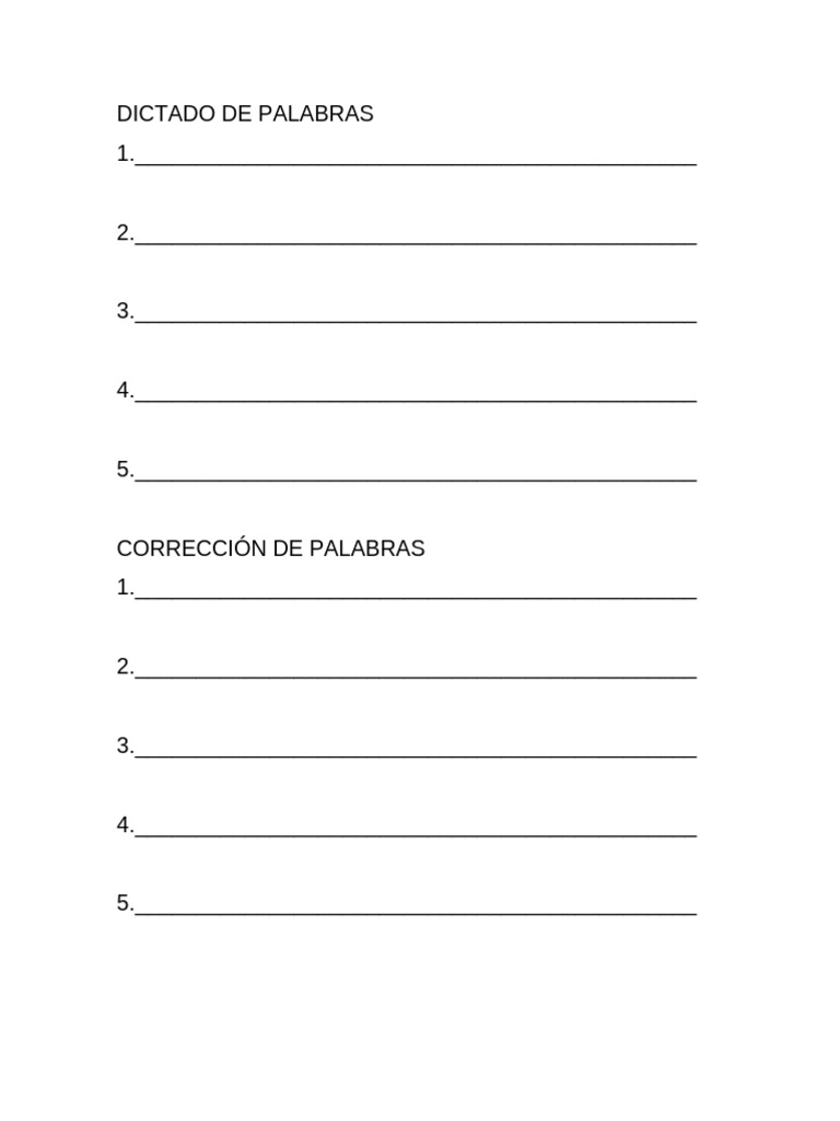 Dictado de Palabras | PDF