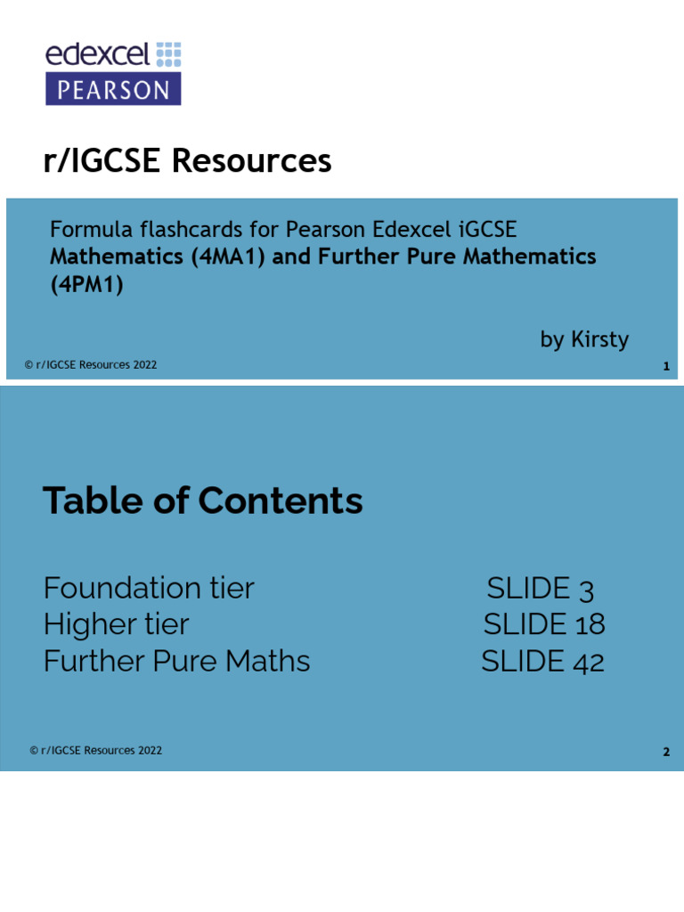 Edexcel IGCSE Mathematics Formula | PDF | Area | Triangle