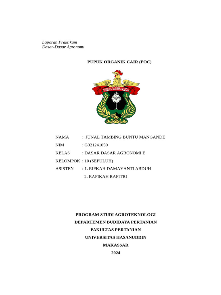LAPORAN - PUPUK - ORGANIK - (POC) - TERBARU Supernal | PDF | Kesehatan ...