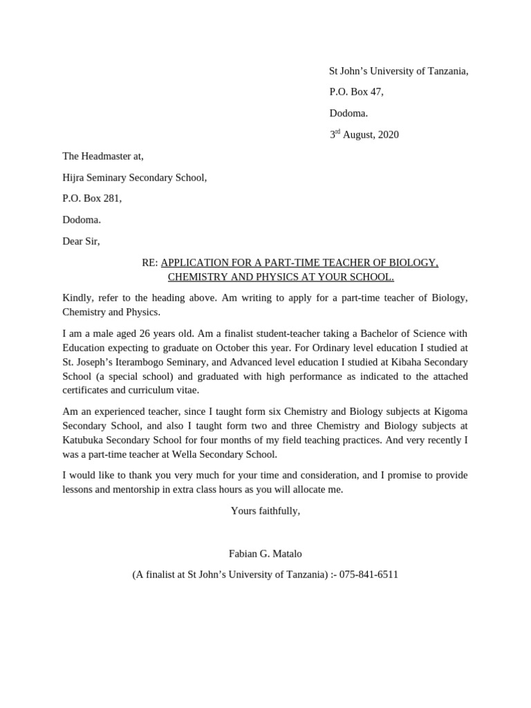 Fabian' Application Letter | PDF