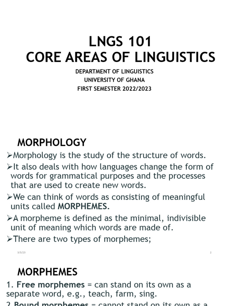 Morphology 2c+Syntax | PDF | Word | Morphology (Linguistics)