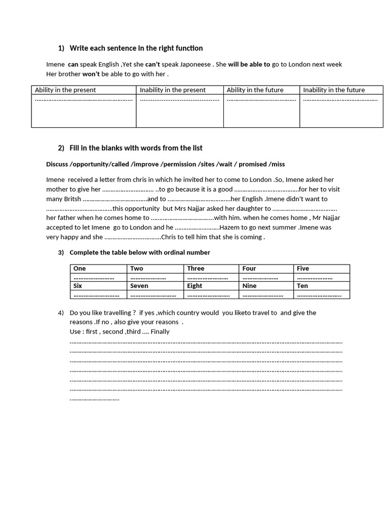 Write Each Sentence in The Right Function | PDF Write Each Sentence in The Right Function | PDF