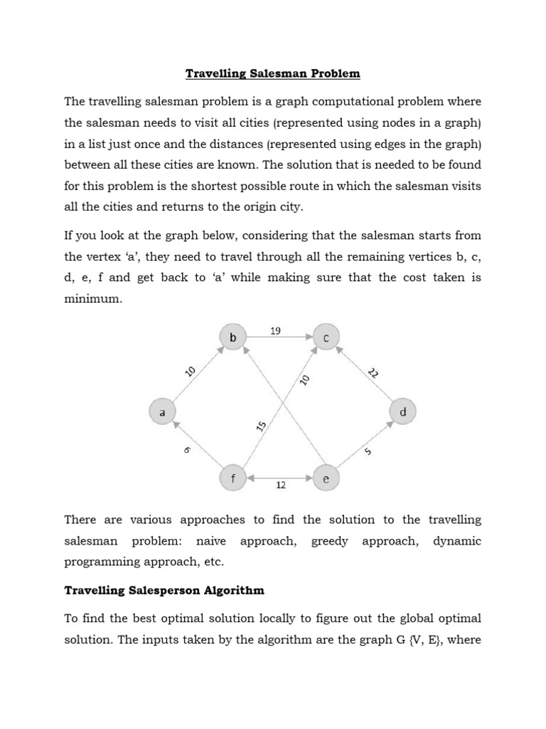 Travelling Salesman Problem | PDF | Vertex (Graph Theory) | Algorithms