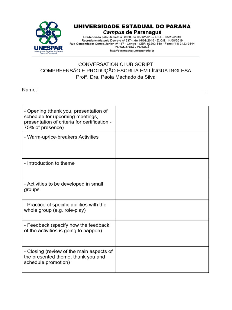 Conversation Club Script for English Practice | PDF | Career & Growth