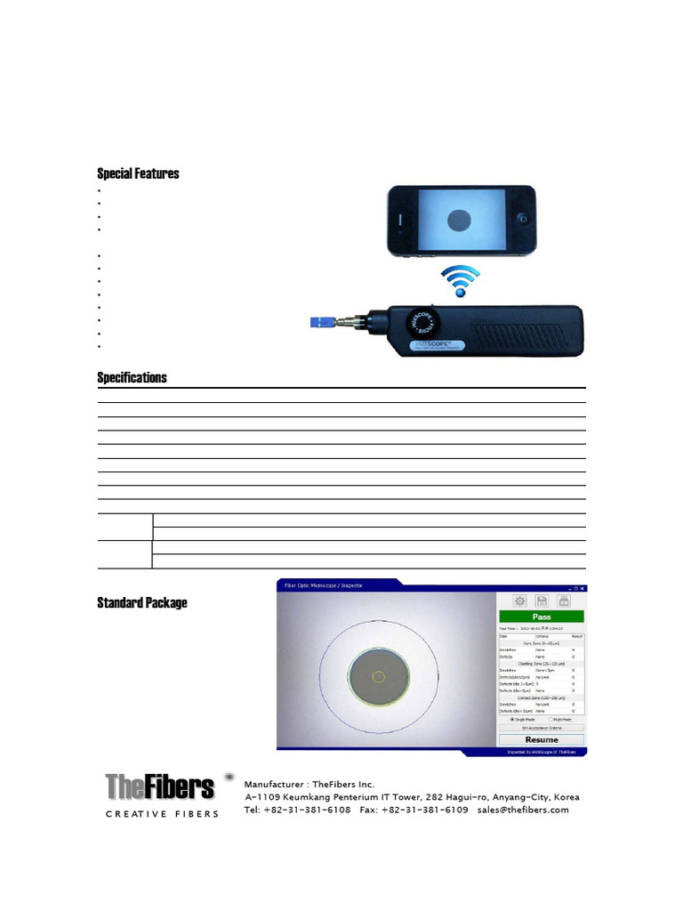 HUXScope-WiFi Fiber Optic Inspector | PDF | Wi Fi | Usb