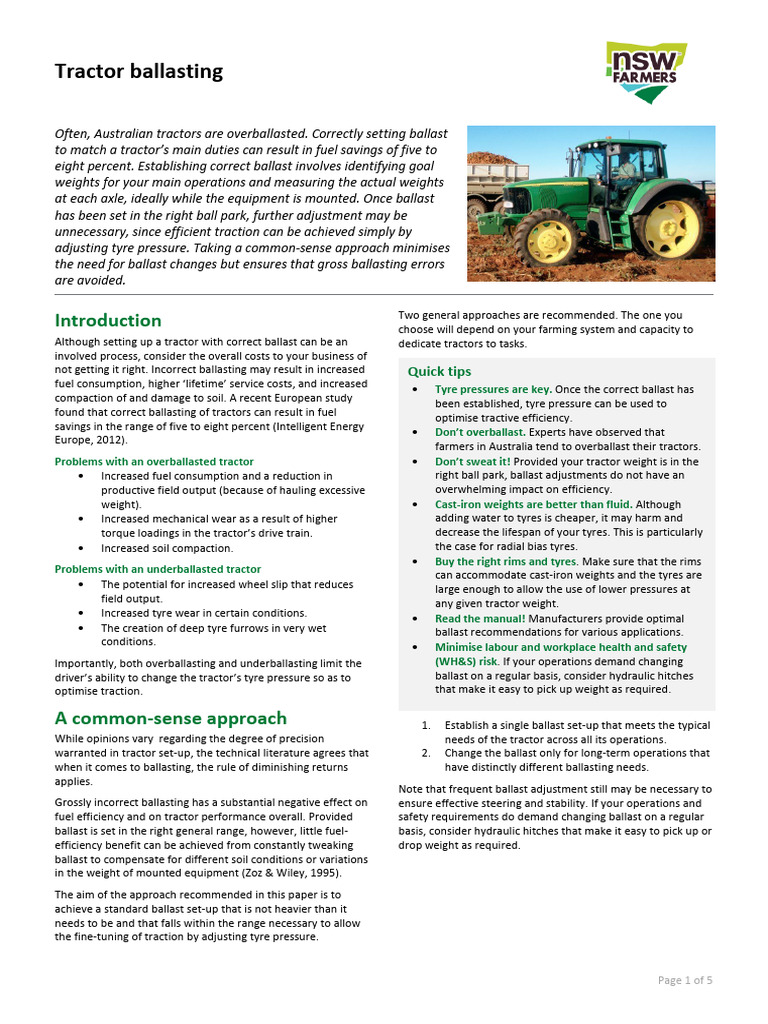 Efficient Farm Vehicles Tractor Ballasting | PDF | Tractor | Tire