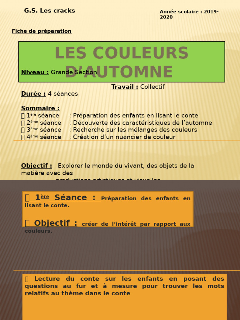 Fiche de Préparation Les Couleurs D'automne | PDF
