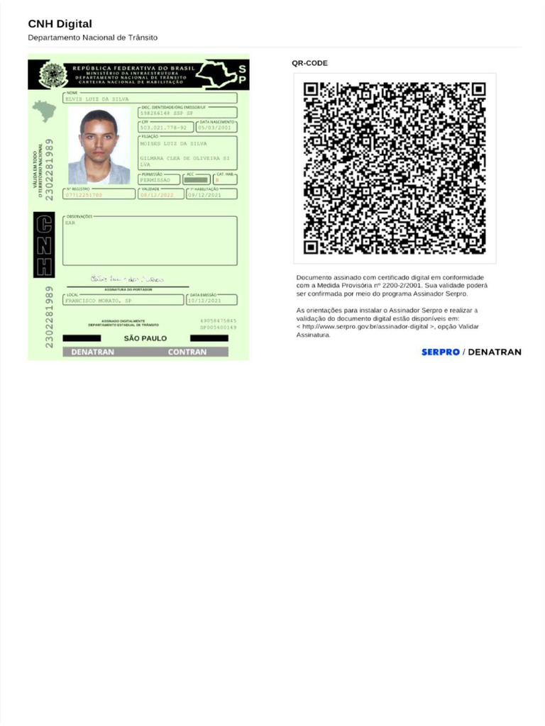 Cnh Digital - Rg e Cpf | PDF