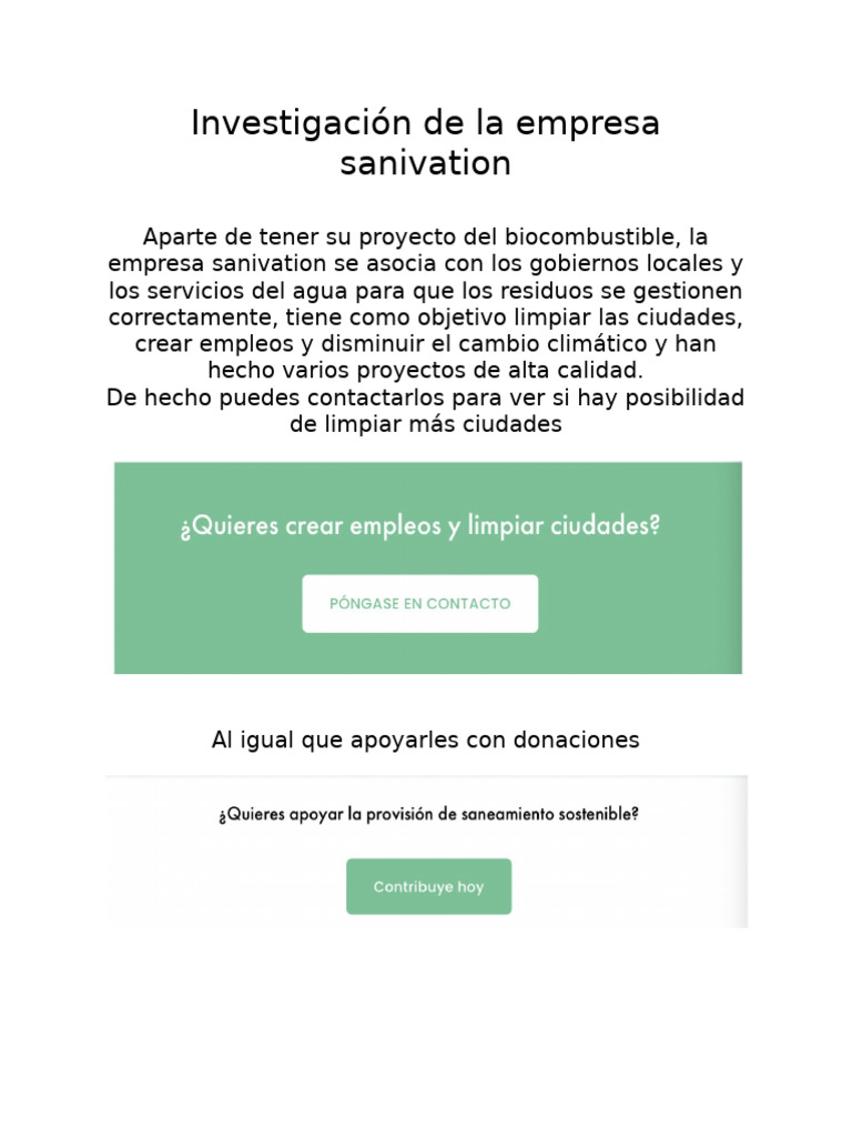 Proyectos de Saneamiento de Sanivation | PDF | Saneamiento | Agua