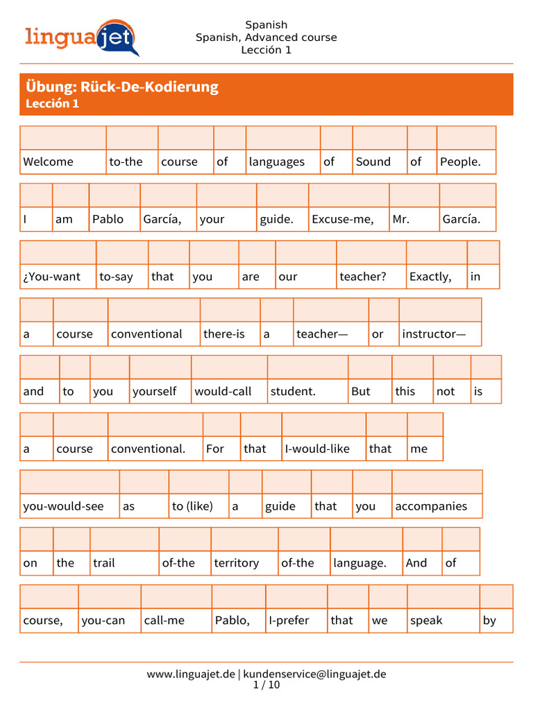Lección 1 Exercise Back Decoding | PDF | Semiotics | Grammar