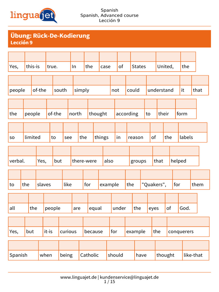 Lección 9 Exercise Back Decoding | PDF | Multilingualism | English Language