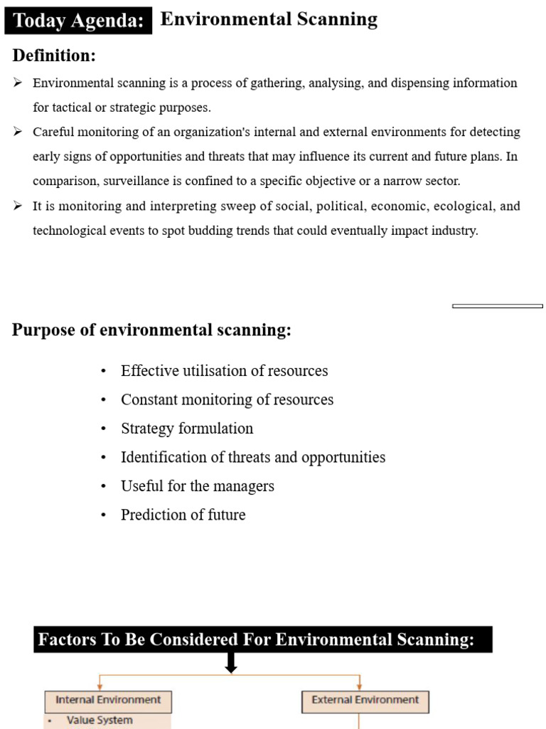 Environmental Scanning Techniques Explained | PDF | Swot Analysis ...