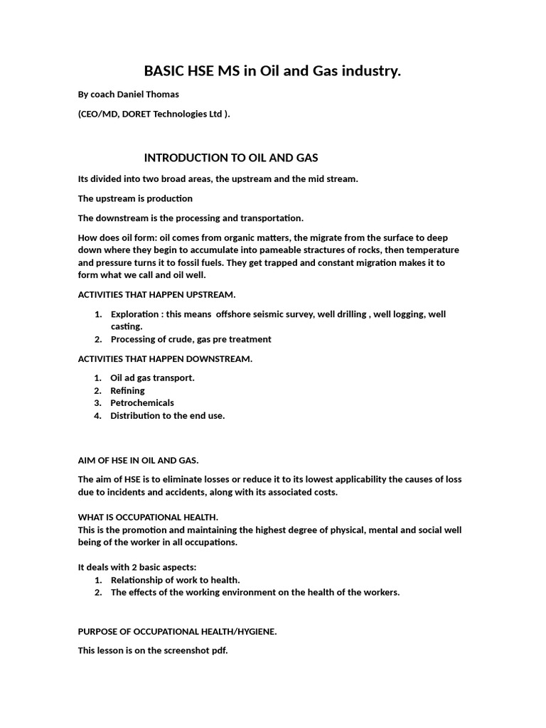 BASIC HSE MS in Oil and Gas Industry | PDF | Hazards | Petroleum