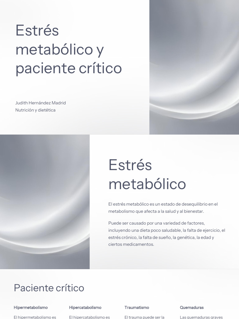 Estrés Metabólico Crítico: y Paciente | PDF | Nutrición | Dieta y nutrición