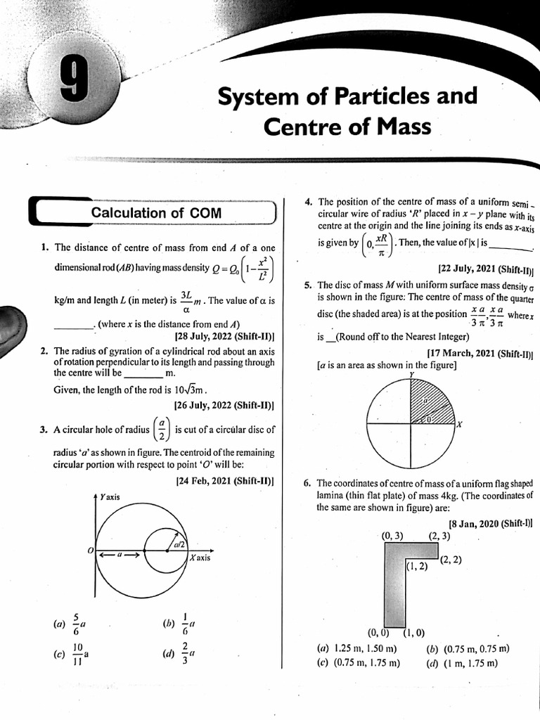 JEE Mains & Advance PYQ 5 Year's Topic Physics System of Particles | PDF