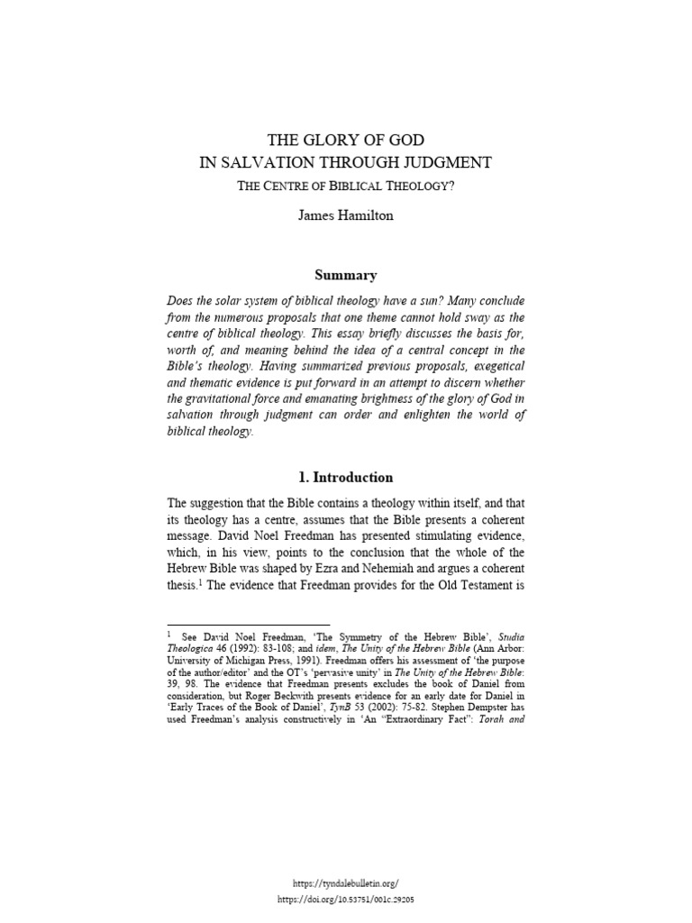 The Glory of God in Biblical Theology | PDF | Bible | The Exodus
