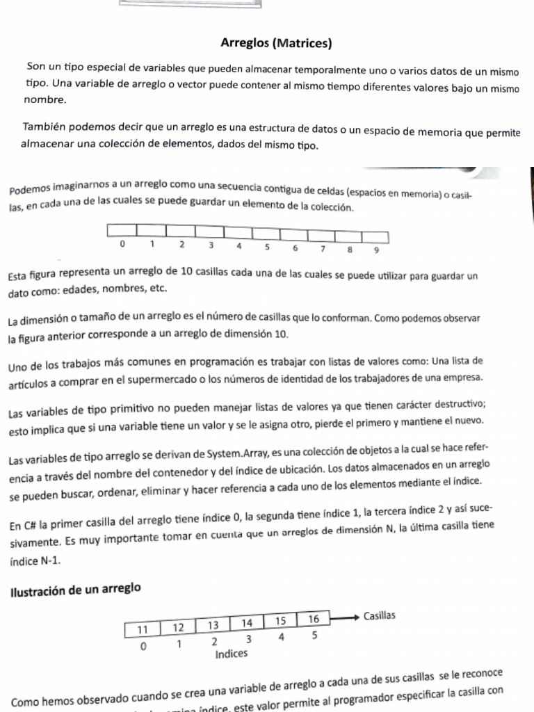 Arreglos y Matrices | PDF | C Sharp (lenguaje de programación ...