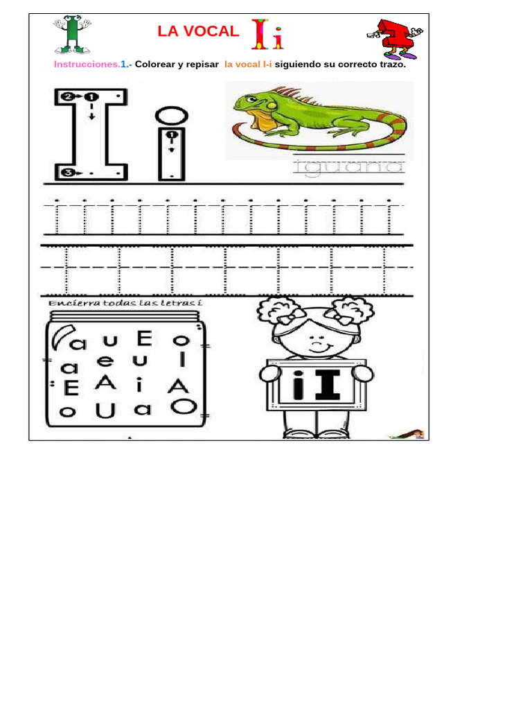 Ficha de Trabajo de La Vocal I-I | PDF | Artes del Lenguaje y Comunicación