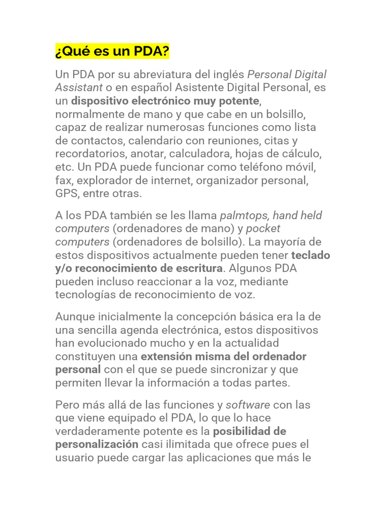 Guía Completa sobre PDAs | PDF | Asistente personal digital | Informática