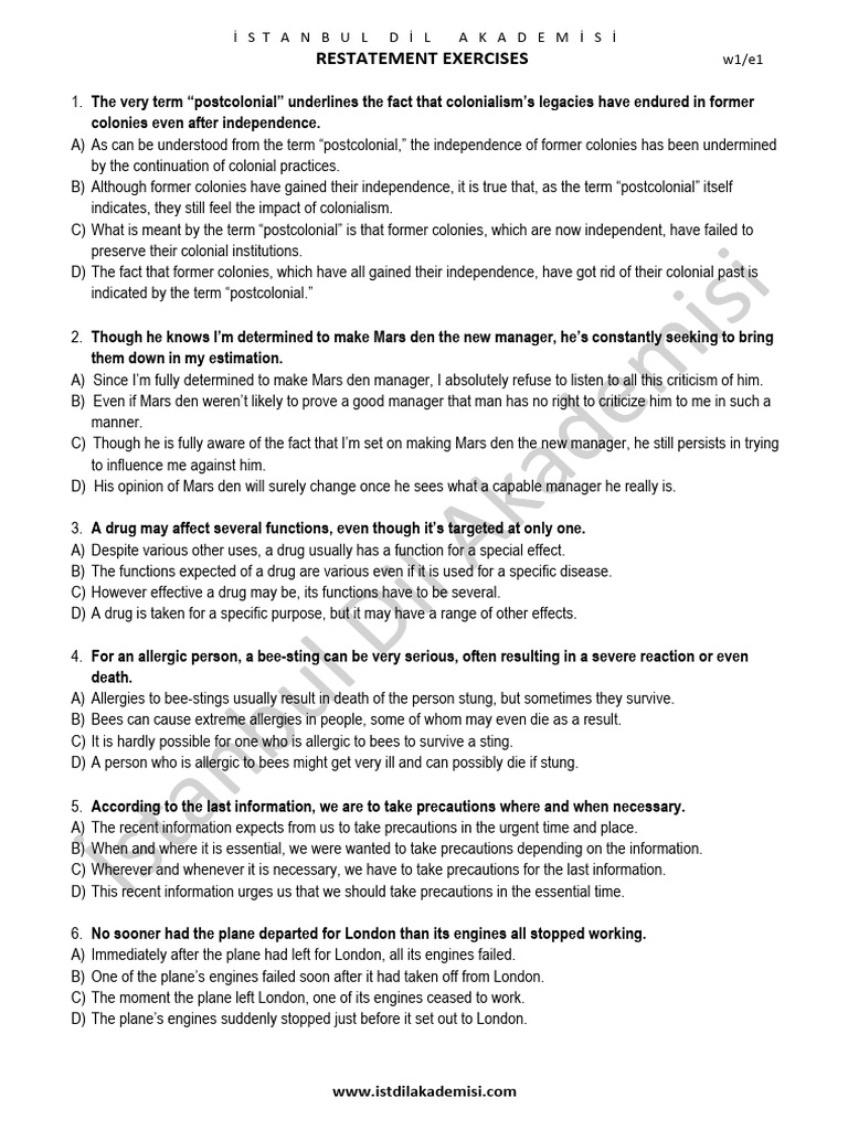 RESTATEMENT Week1 Exercise1 | PDF | Allergy