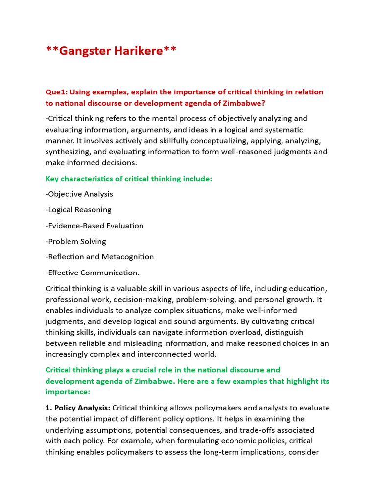 CRITICAL CONSCIOUSNESS | PDF | Critical Thinking | Land Reform