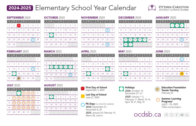 2024-2025 Elementary School Calendar | PDF