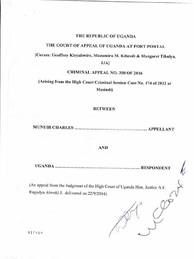 Munubi V Uganda 2024 UGCA 300 (16 October 2024) | PDF