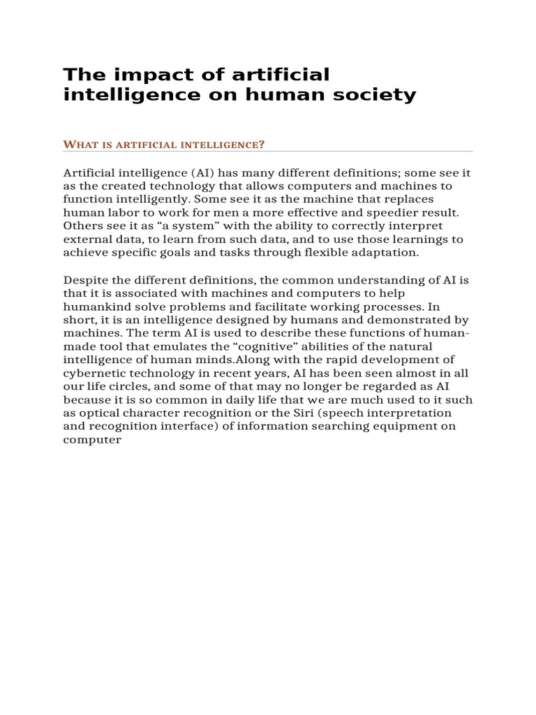 AI's Role in Society: Types and Impact | PDF | Artificial Intelligence ...