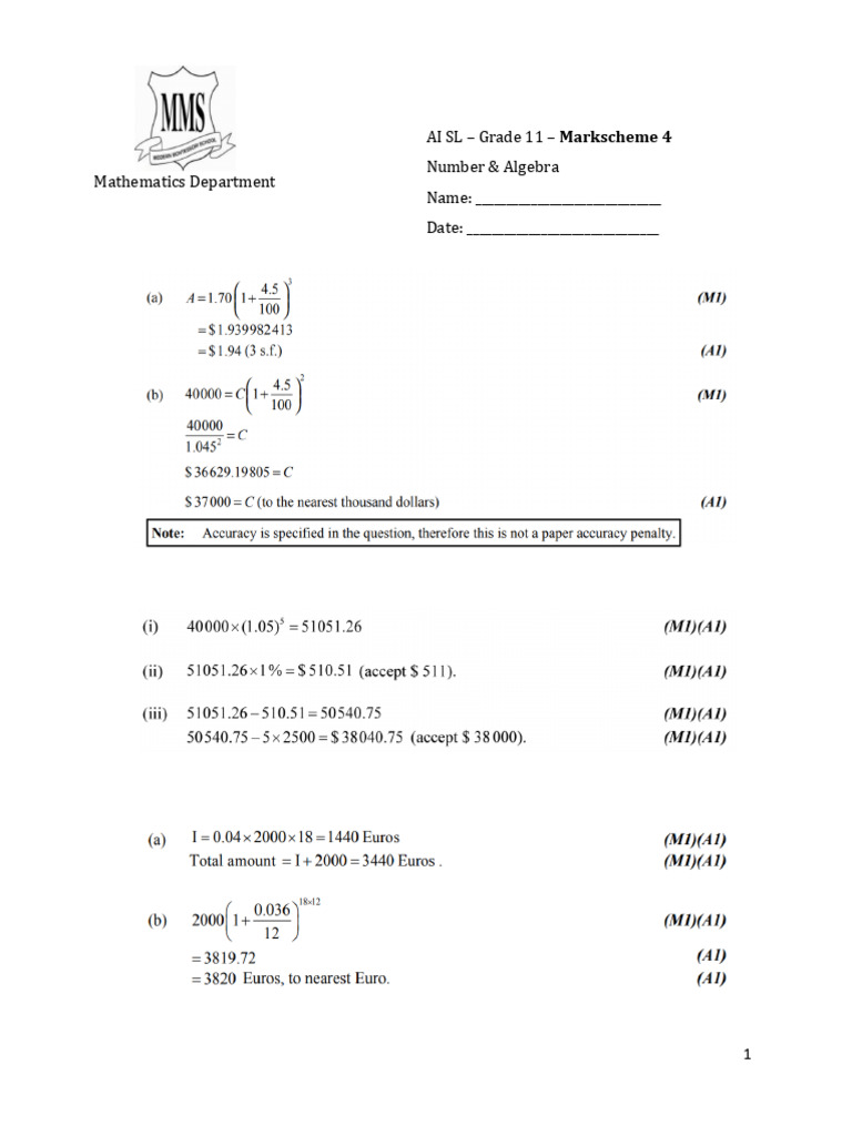 AI - SL - WS - 3 - Markscheme | PDF | Teaching Methods & Materials